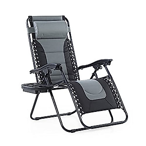 Sophia & Willliam Padded Zero Gravity Chair Recliner Lounge Chair with Free Cup Holder (Grey)