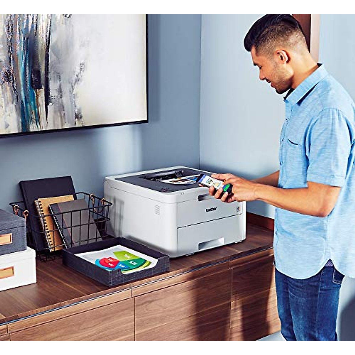 Brother HL-L3210CW Compact Digital Color Printer Providing Laser Printer Quality Results, Built-in Wireless, 250-sheet Paper Tray, 600 x 2400dpi, Works with Alexa, Bundle with JAWFOAL Printer Cable
