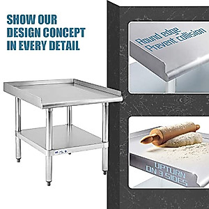 Hally Stainless Steel Equipment Stand 28x24 Inches with Undershelf, NSF Commercial Prep & Work Table with Rear and Side Risers, Heavy Duty Grill for Kitchen, Bar, Restaurant, Home and Hotel