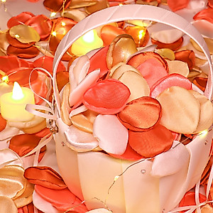 DEEMEI 400pcs Silk Rose Petals for Wedding Artificial Flower Petals Bulk for Basket Fall Wedding Aisle Runner Bridal Shower Table Decor(Orange)