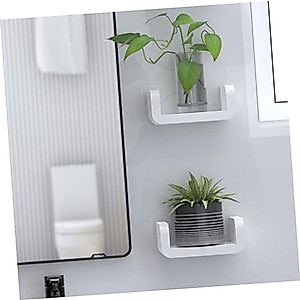 Amosfun 1pc Wall Shelf Corner Shelf Wall Mounted Bookshelf Corner Wall Mounted Shelf Wall Mounted Rack White