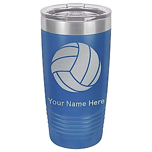 LaserGram 20oz Vacuum Insulated Tumbler Mug, Volleyball Ball, Personalized Engraving Included (Dark Blue)