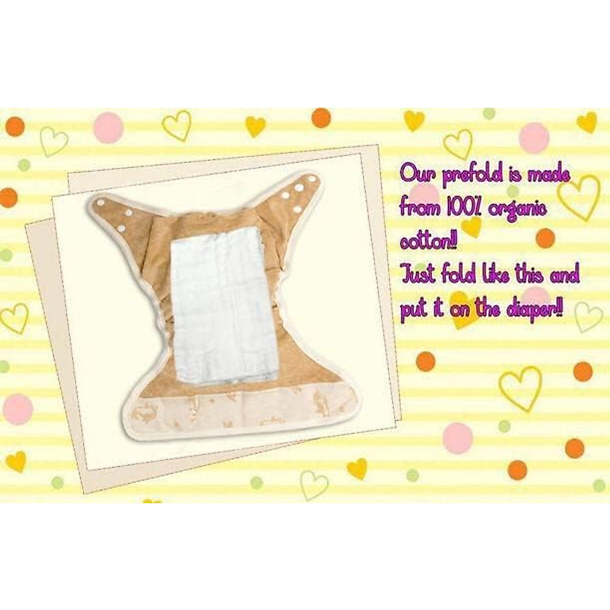 KaWaii Baby Prefold Cloth Diaper, Organic Cotton Twill, 4 x 6 x 4 ply DSQ Quality Washable & Reusable (10-36 lbs) White - 12-Count