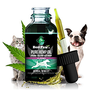 Best Paw Nutrition - Organic Hemp Oil for Dogs and Cats - Joint Pain Relief Arthritis Supplement - Natural Support for Separation Relief - Calming Aid Pets Love - from Canadian Crops - 1oz
