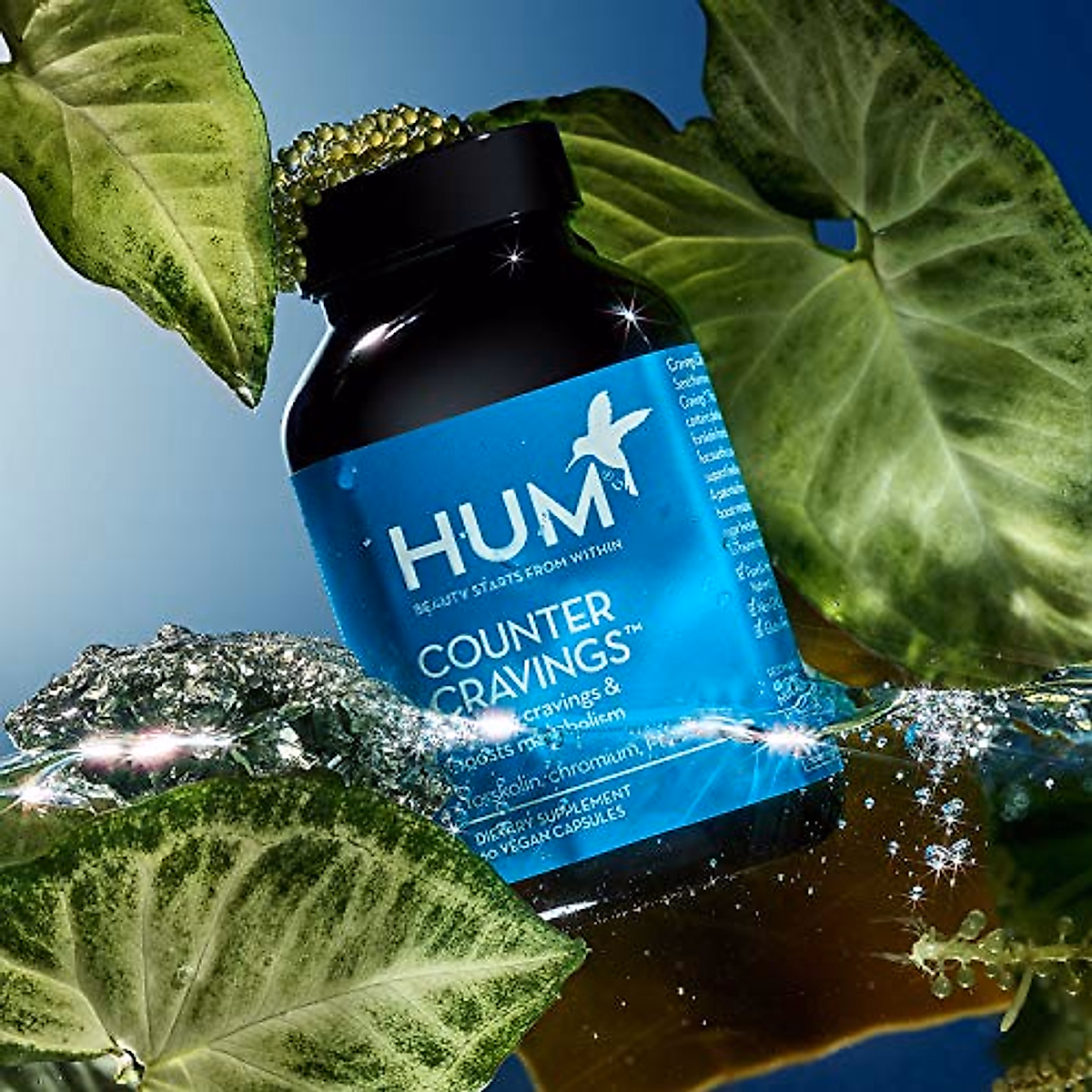 HUM Counter Cravings - Craving Suppressant + Metabolism Booster - Chromium Supplements with L-Theanine, Seaweed Extract & Forskolin to Support a Healthy Lifestyle (60 Capsules)