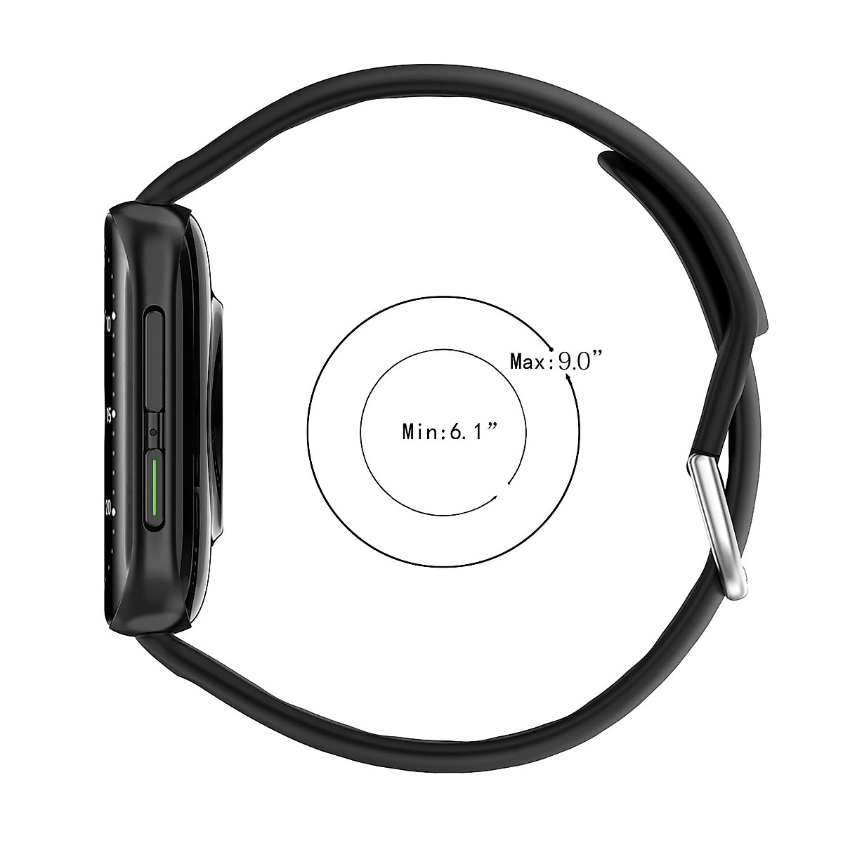 ECSEM Watch Bands Compatible with OPPO Watch 2 42MM 46MM,Silicone Wristband Adjustable Quick Release Replacement Band Sport Straps Smartwatch Accessories (46MM, Black/Green)