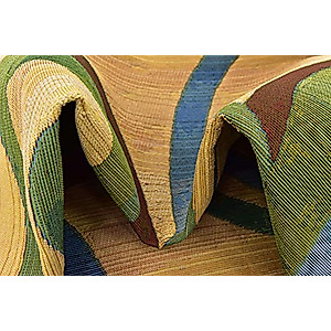 Unique Loom Modern Collection Contemporary, Circles, Abstract, Bright Colors, Indoor and Outdoor Area Rug, 5' 3" x 8' 0", Beige/Green