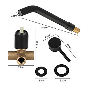 InEarz Kitchen Tap Brass Faucet Matte Black Bathroom Sink Faucet Tap, Water Swivel Spout Wall Mounted Bath Mixer Hot Cold Wash Basin Hot Cold Water, Vessel Basin Faucet, lz322