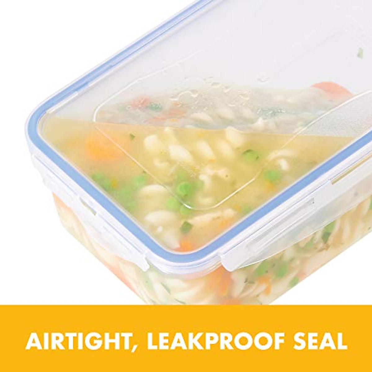 LocknLock Easy Essentials Airtight Rectangular Tall Food Storage Container 7.61 Cup, 4 Piece, Clear