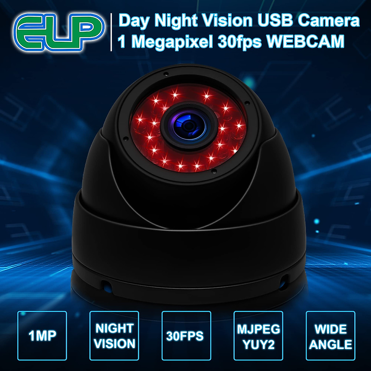 IEights Webcamera_USB USB Infrared Camera Day Night Vision PC Camera CCTV Dome IR Webcam for Computer Indoor Outdoor Waterproof USB Security Camera High Speed Lightburn Camera for Laser Engraver