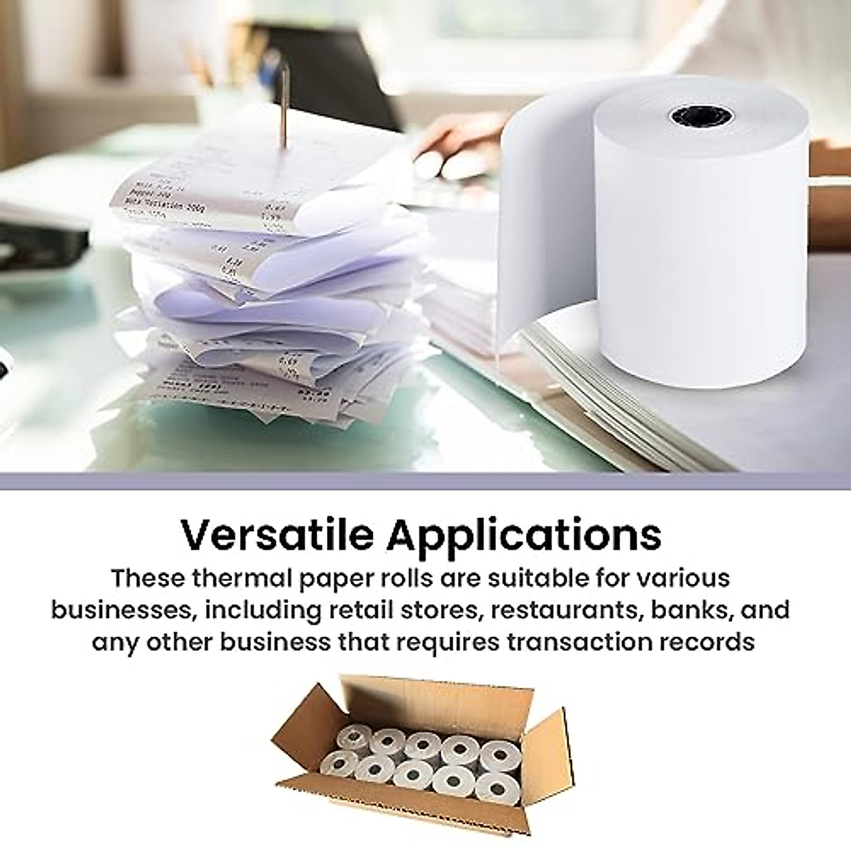 BAM POS 3 1/8" x 230' Thermal Paper Rolls - Comes in Bright White Color - Crisp & Clear Images - BPA Free - Ideal for POS System (10 Rolls Per Case)