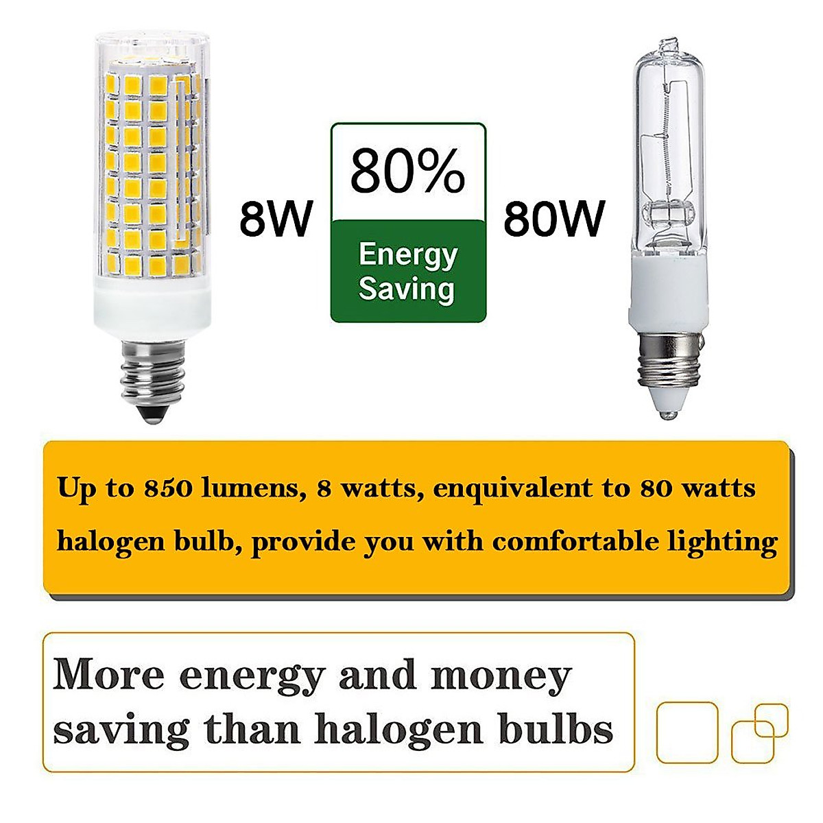 Finoti E11 LED Bulb Dimmable, 75W or 100W Halogen Bulbs Equivalent， Pack of 4 Lighting LED E11 T4 Mini-Candelabra Halogen Replacement (4 Pack) E11 120V for Chandeliers, Sconce (3000k)