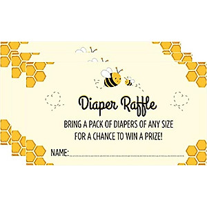 Mommy-to-Bee Diaper Raffle Cards - 24 Count - Bee Theme Baby Shower Game