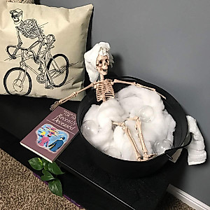 Oun Nana Halloween Posable Skeleton 16” Full Body Plastic Halloween Skeletons with Movable Joints, Mini Poseable Skeleton Toy for Halloween Party Decorations