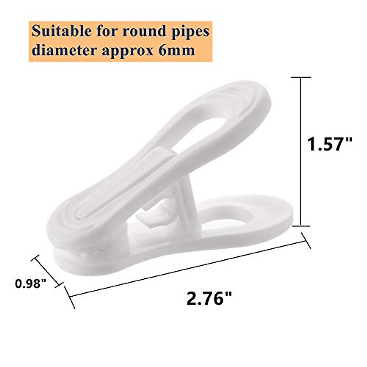 Yopay 50 Pack Hanger Clips for Hangers, Multi-Purpose Plastic Hanger, Easily Clip on Clothing Pants, Strong Pinch Finger Clips for Home, Office, Travel, White