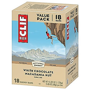 Clif Bar - White Chocolate Macadamia Nut Flavor - Made with Organic Oats - 9g Protein - Non-GMO - Plant Based - Energy Bars - 2.4 oz. (18 Pack)