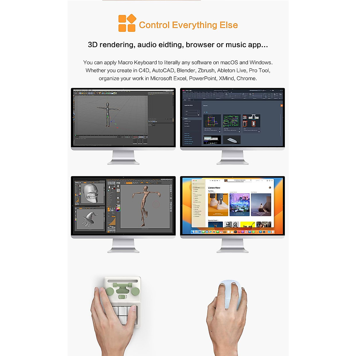 6 Key 2 Knob Macro Keyboard Programmable Wired/Bluetooth /2.4G Receiver 400mAh One Handed Gaming Keyboard With Software Macro Keyboard with macro Keys ,Hot-Swap Switch RGB For Photoshop,Gaming