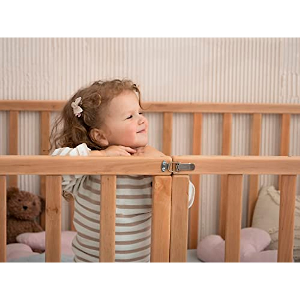 BUSYWOOD Montessori Playpen for Toddlers - Kids Play Pen Bed with Roof - High Rails Toddler Playpen - Floor Playpen Bed for Kids - Montessori Bedroom Furniture (Model 21)