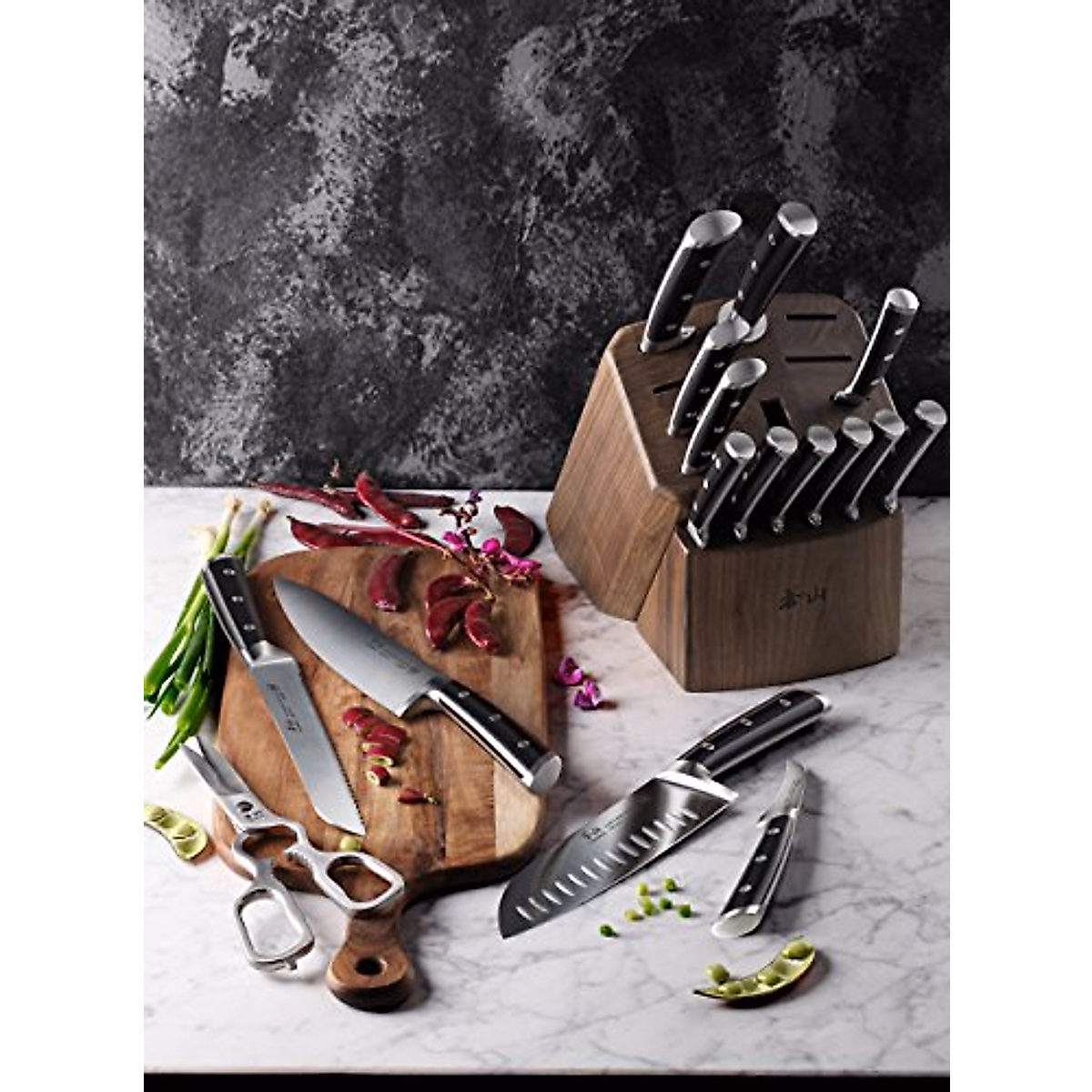 Cangshan TS Series 1020885 Swedish 14C28N Steel Forged 17-Piece Knife Block Set, Walnut