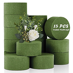 TAOPE 15 PCS Floral Foam, Green Styrofoam Block for Artificial Flowers, Round Wet & Dry Foam Bricks, Florist Foam for Flower Arrangements