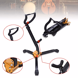 LOLUNUT Saxophone Stand, Foldable Alto/Tenor Sax Stand, Adjustable Metal Triangle Base Design