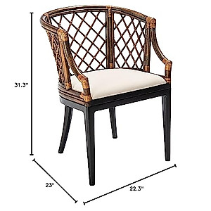 SAFAVIEH Home Collection Carlotta Natural Wash/White Cushion Living Room Dining Room Bedroom Office Foyer Arm Chair