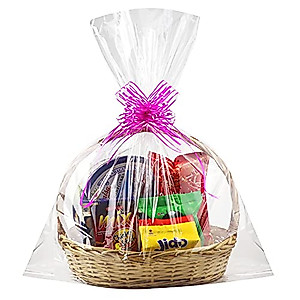 Yotelab Extra Large Cellophane Bags, 40x50 Inch Clear Cellophane Wrap for Gift Baskets, 10Pcs Jumbo Huge Clear Basket Bags