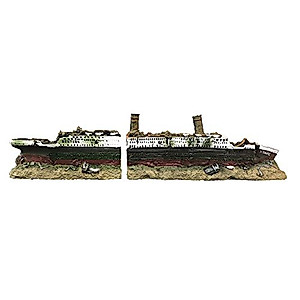 SLOCME Aquarium Titanic Shipwreck Decorations - Resin Material Ship Decorations，Fish Tank Sunken Ship Ornament Aquarium Environment Friendly Decorations