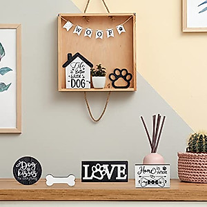 12 Pcs Tiered Tray Decor Set Wooden Dog Cat Christmas Tray Decor Rustic Farmhouse Paw Bone Farm Decoration Mini Wood Signs for Kitchen Home Table Housewarming Xmas Gift (Stylish Style)