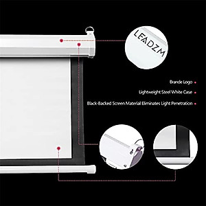 Motorized Projector Screen with Remote Control, 100 Inch 4:3 Auto-Locking Portable Projection Screen, Manual Projector Screen Pull Down for Home Theater Office Classroom TV Usage (80" W x 60" H)