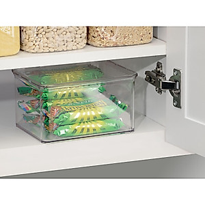 iDesign Recycled Plastic Pantry and Kitchen Storage, Freezer and Fridge Organizer Lidded Bin – 6.75” x 5.75” x 3.75”, Clear