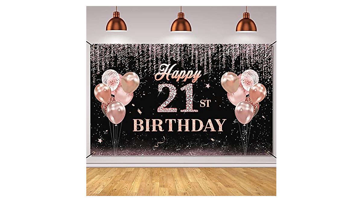 Vlipoeasn Rose Gold 21st Birthday Backdrop - Elegant Party Decor