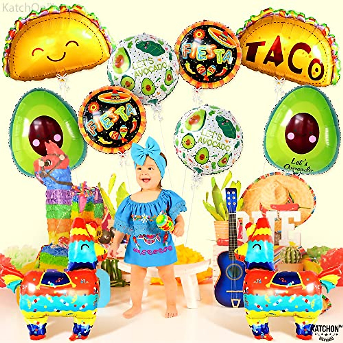 KatchOn, Fiesta Balloons for Fiesta Party Decorations - Giant 39 Inch, Pack of 10 | Llama Balloons, Taco Balloons for Mexican Party Decorations | Taco Party Decorations | Cinco De Mayo Decorations