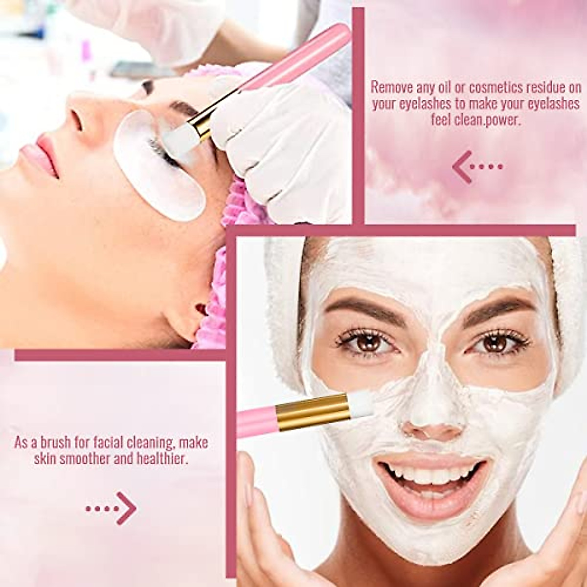 250ml/8.45fl.oz Eyelash Extension Cleanser Lash Shampoo Mini USB Portable Lash Fan Eyelid Shampoo Brush Eye Gel Pads Wash Bottle Mascara Brush Microbrush Makeup Remover Pad,Gentle Oil Free (Rose)