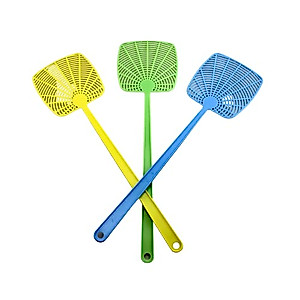 Dependable Industries 3 Pack Bug & Fly Swatter Extra Long Handle Indoor Outdoor 17.4" Long