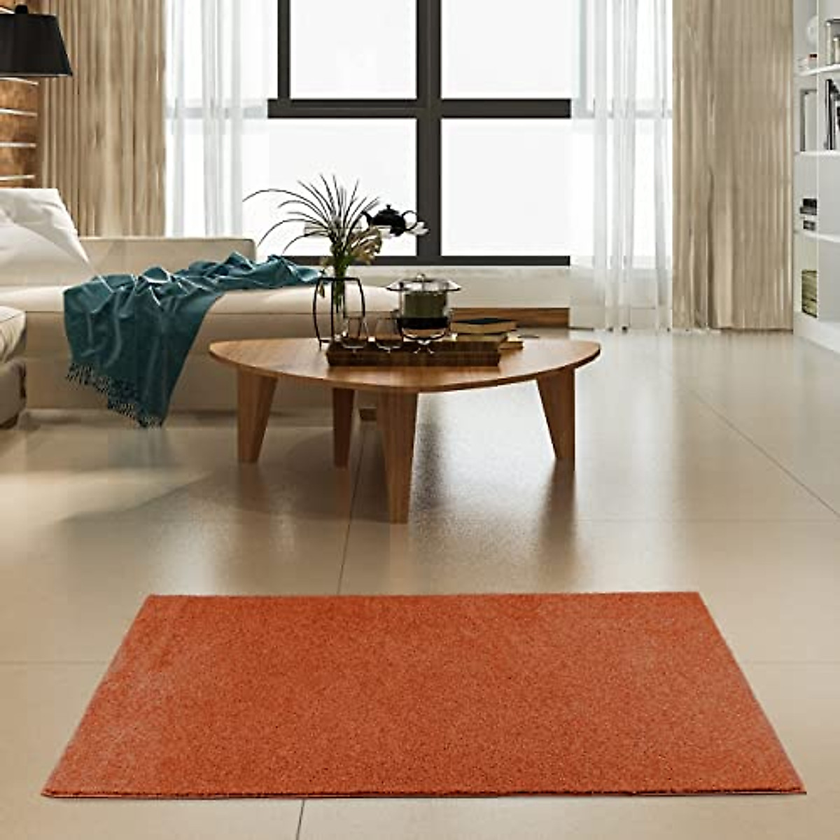 Furnish my Place Modern Plush Solid Color Rug - Orange, 2' Round, Pet and Kids Friendly Rug. Made in USA, Area Rugs Great for Kids, Pets, Event, Wedding