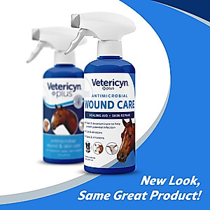 Vetericyn Plus Horse Wound Care Spray | Equine Healing Aid and Skin Repair, Clean Wounds, Relieve Itchy Skin. 16 ounces
