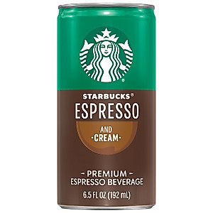 Starbucks Ready to Drink Coffee, Espresso & Cream, 6.5oz Cans (12 Pack) (Packaging May Vary)