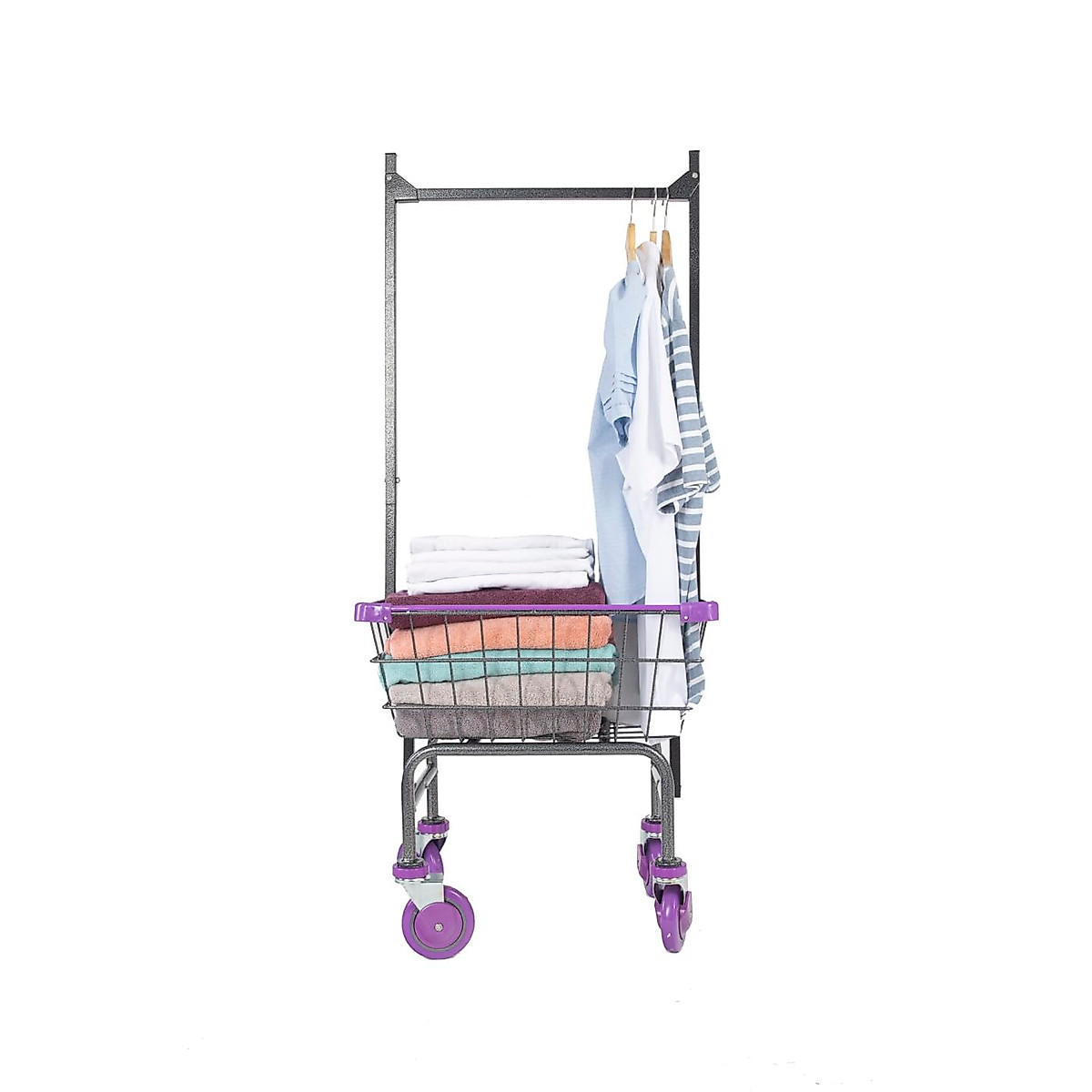 CHAMIN 1.5BU Chrome Coated CART for House and Commercial (Lavender Color) (Powder Coating, 1.5 Bushel)