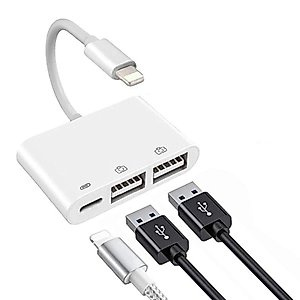 Lightning to USB3 Camera Adapter,rosyclo Apple MFi Certified 3 in 1 USB 2.0 Female Cable OTG Adapter with Charging Port,Compatible with iPhone12/11/11Pro/X/8/7/6/iPad,USB Drive,MIDI Keyboard,Mouse