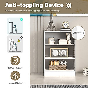 LOKO 3-Tier Open Bookcase, Modern 3-Cube Bookshelf with 18-Position Adjustable Shelves & Anti-toppling Devices, Multipurpose Cubical Display Storage Organizer for Living Room Study (1, White)