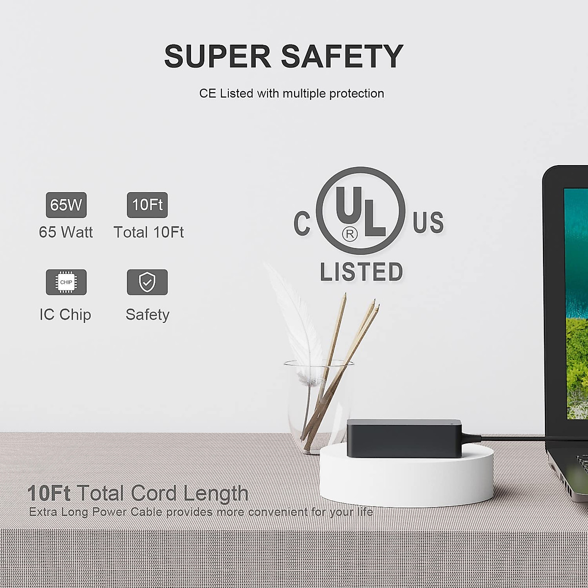 65W AC Charger Compatible with Dell Chromebook 11 3180 3189 3120 P22T CB1C13 Laptop Power Adapter Supply Cord with UL Safety Certification