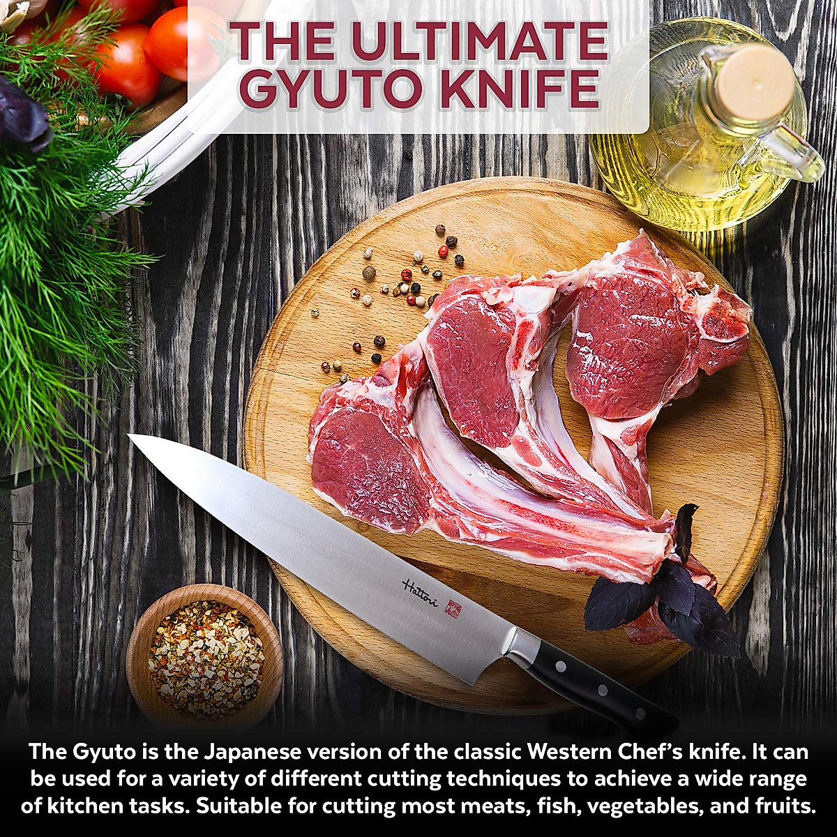 JCK ORIGINAL Hattori Japanese Chef’s Knife, FH-7L Professional Gyuto Knife, VG-10 Cobalt Steel Pro Kitchen Knife with Ergonomic Black Linen Micarta Handle, 9.4 inch