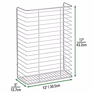 mDesign Metal Wire Wall Mount Storage Organizer for Holiday/Celebration Gift Wrap and Bows - Hang in Closet, Basement, Craft Room, Laundry Room, Garage - 2 Pack - Chrome