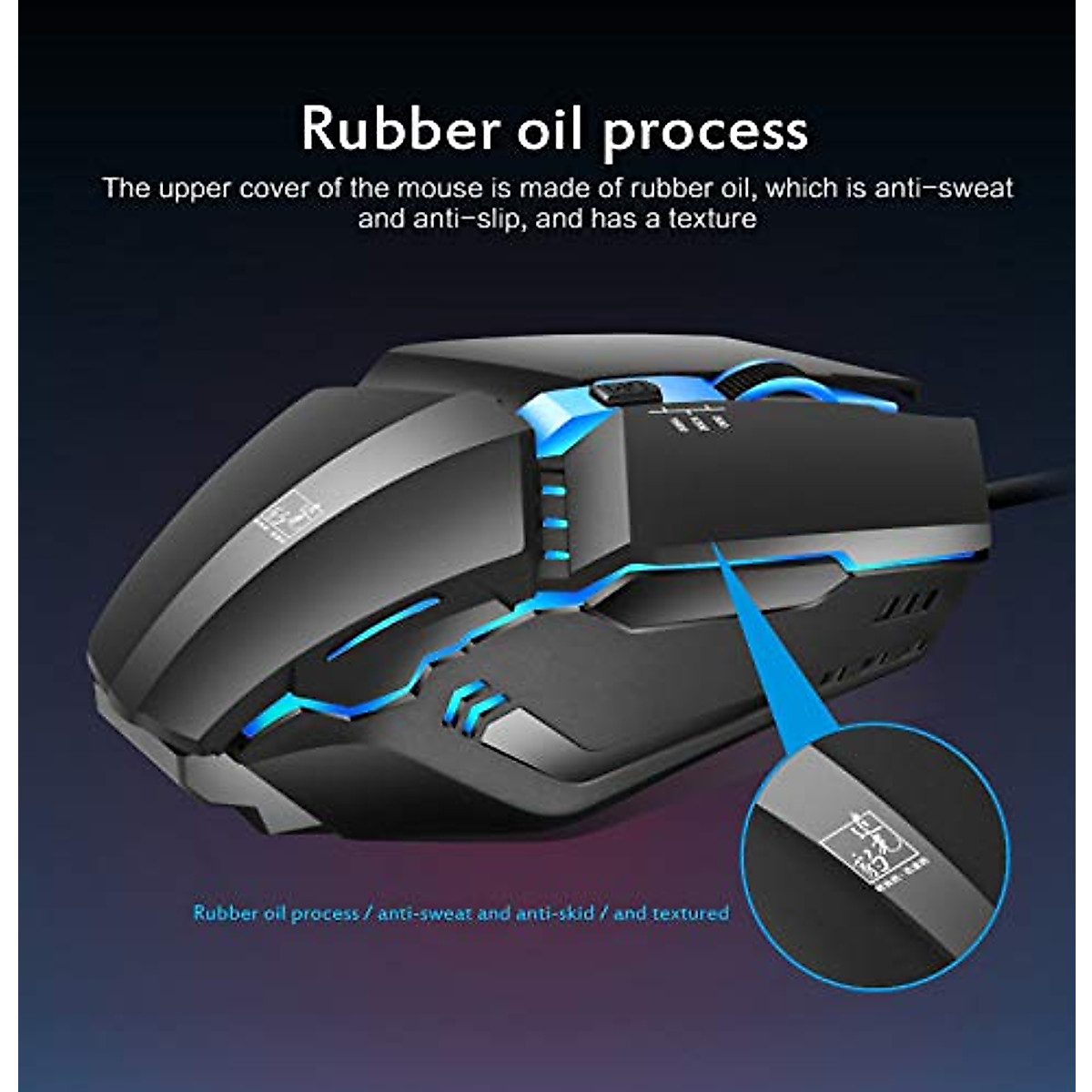 Akin K3 USB Wired Gaming Mouse Notebook Gaming Mouse 7-color RGB RGB Chroma Backlit Competitive Mouse Ergonomic 7 Button Programmable Mouse