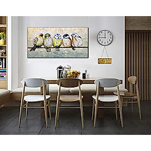 V-inspire Paintings，24x48 Inch Hand Painted Abstract Animal Canvas Art Bird Oil Painting Modern Home Decor for Wall Canvas Living room bedroom dining room Decoration Wood Inside Framed Ready to Hang