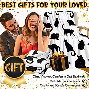 Black Cats Blanket Throw Super Soft and Cozy Blankets for Home Decoration, Couch, Bed, Sofa 50"x40" Small for Kids for All Seasons