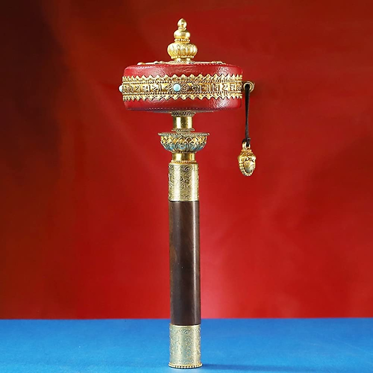 Om Mani Padme Hum Prayer Wheel, Premium Hand Held Tibetan Buddhist Copper Handmade Prayer Wheel with Mantra Scroll, Buddha Religion Scriptures Prayer Wheel for Spiritual Blessing,Meditation&Relaxation