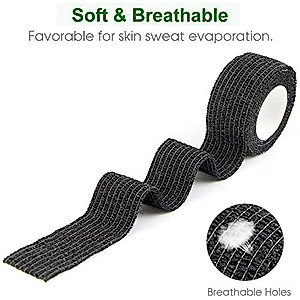 Self Adhesive Bandage Rolls BISIBITA2 Grip Cover Sensi Wrap Tape for Tattoo,Sports,Wrist,Ankle,Pets 5-Yards 24pcs (1 inch, Black)