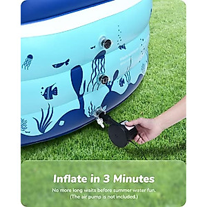 Inflatable Swimming Pool, Valwix 122" X 71" X 20" Full-Sized Family Blow Up Pools for Adults, Children, Above Ground Outdoor Garden Backyard Pool with Seat and Backrest, Summer Water Party for All